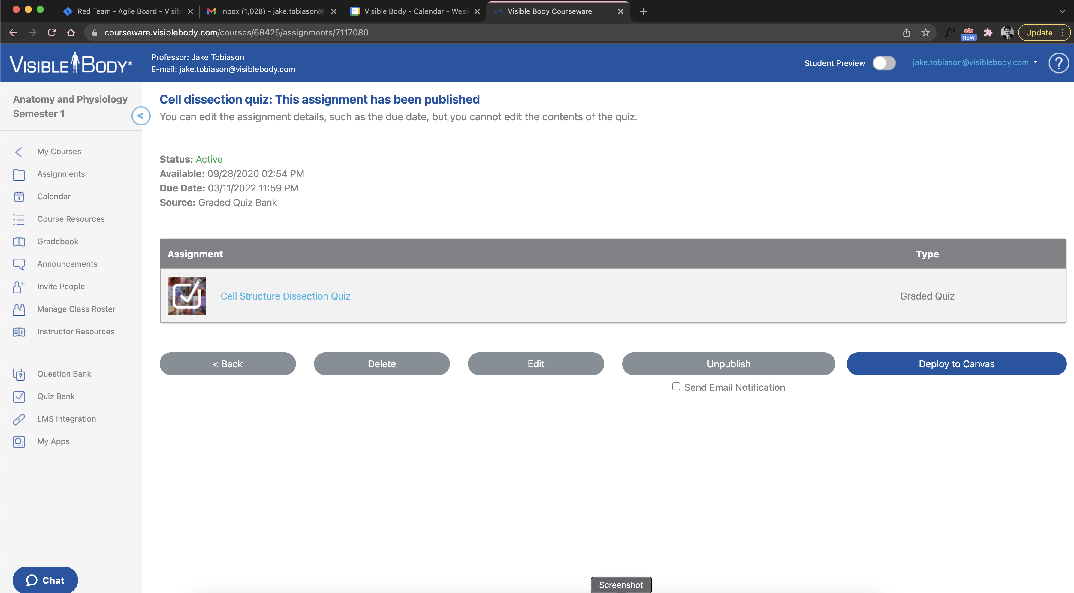 LMS: Canvas Integration Setup – Visible Body